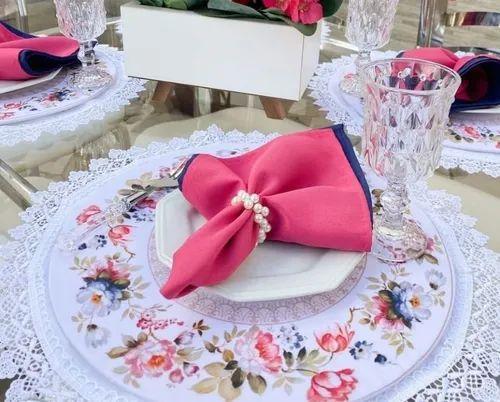 Sousplat Suplá Kit 16 Peças / 4 Base + 4 Capas + 4 Guardanapos +4 PG ...