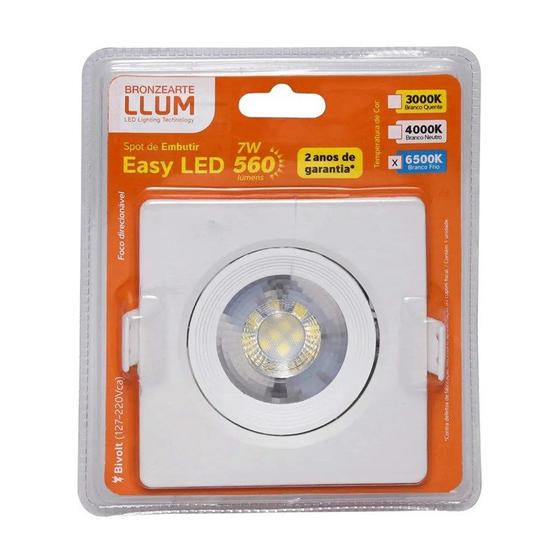 Spot de Embutir Easy Led Quadrado 7w 6500k - LLum Lâmpadas - Spot - Magazine Luiza