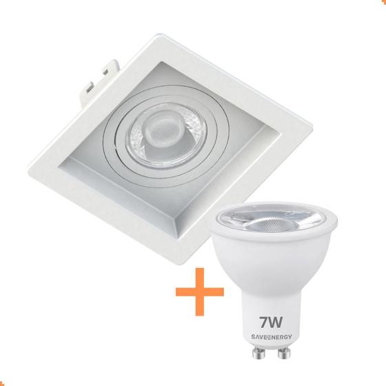 Spot Embutido Quadrado MR16 Recuado + Lâmpad LED Dicroica 7w - SAVE ...