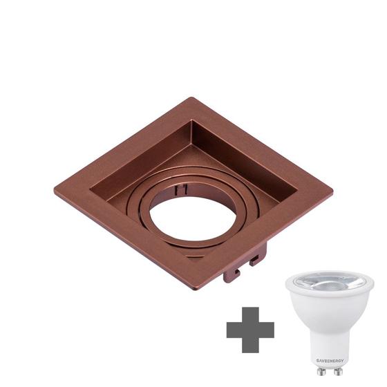 Spot Embutir Quadrado Recuado Dicroica Mr16 Cobre Metálico + Led 7w - Save Energy - Spot ...