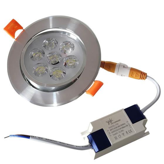 Spot Led Luminaria de teto Spot de embutir 7W Prata Redondo - Ye ...