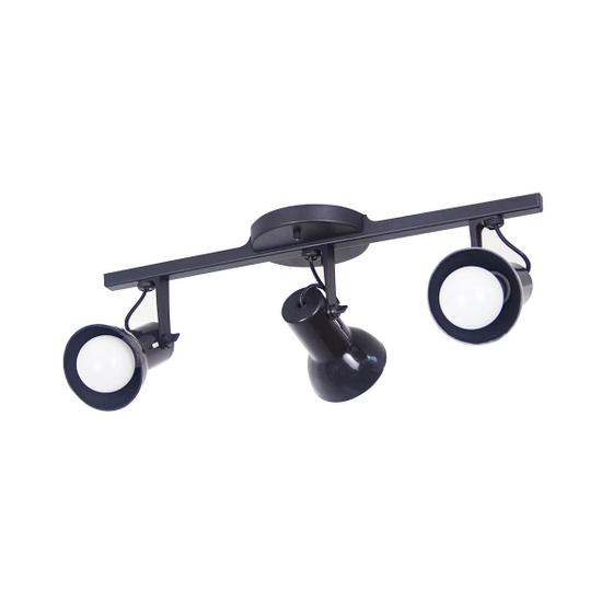 Spot Trilho Triplo 3 Sobrepor Direcionável E-27 Preto - SET Iluminação ...