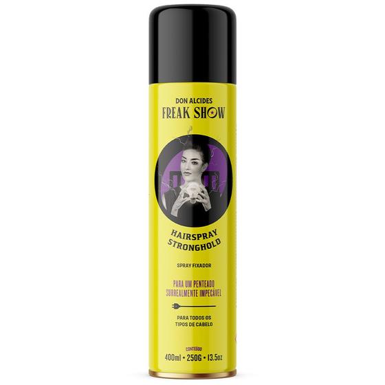 Spray Fixador para Cabelo Fixação Forte e Brilho Freak Show 400mL Don ...