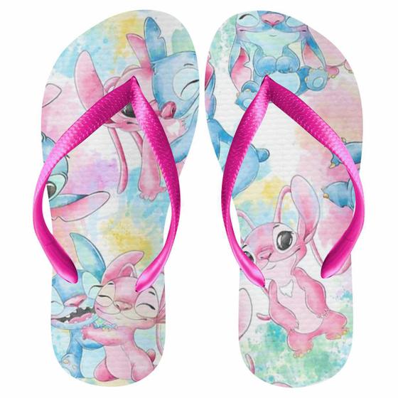 Stitch e Lilo Chinelo Casal Aquarela candy color. Presente feminino ...