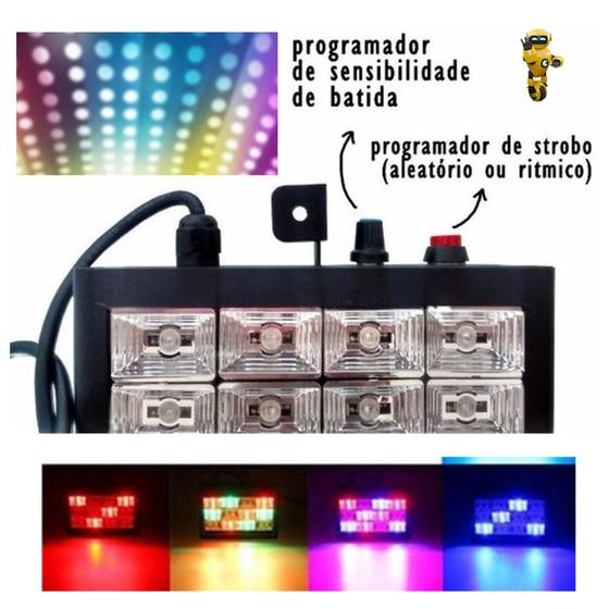 Strobo Profissional 108 Leds Rgb bivolt Sensor Rítmico - Strobo ...