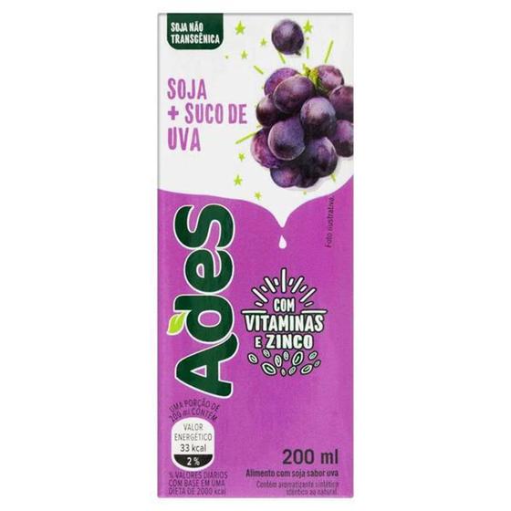 Suco Ades Uva 200ml / Suco De Soja - Kit Com 6 Unidades - Suco ...