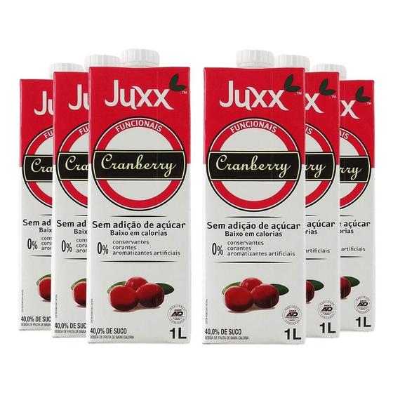Suco Juxx Cranberry Zero Açúcar 1 Litro - Caixa 6 Unidades - Suco ...