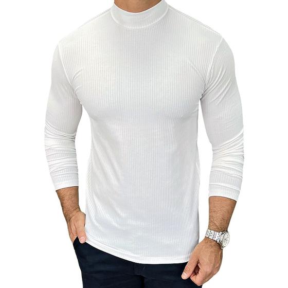 Suéter Canelado Manga Longa Gola Alta Slim Cacharrel Branco - AUSTIN ...