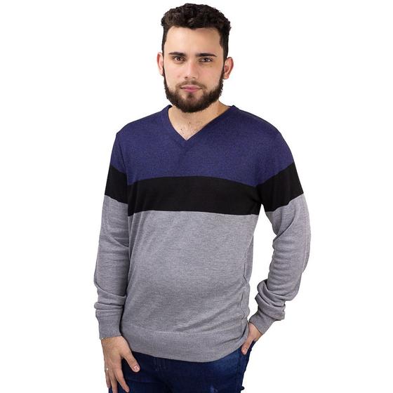 Suéter Masculino Tricot Gola V Sea Surf Azul Royal - Suéter Masculino ...