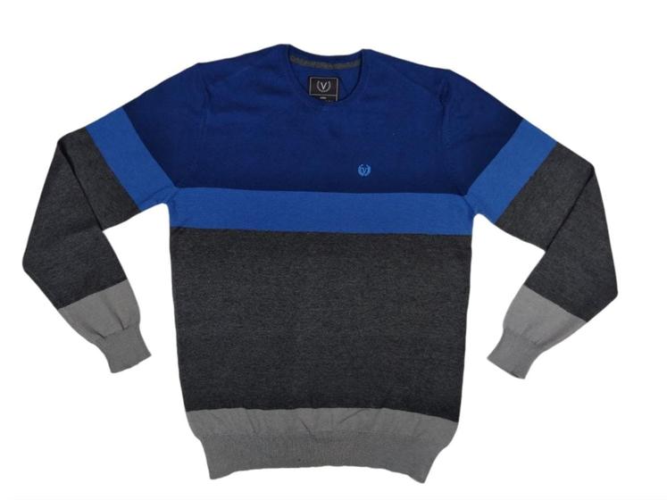 Sueter Tricot c/gola arredondada, Manga Longa, listras grandes, unisex ...