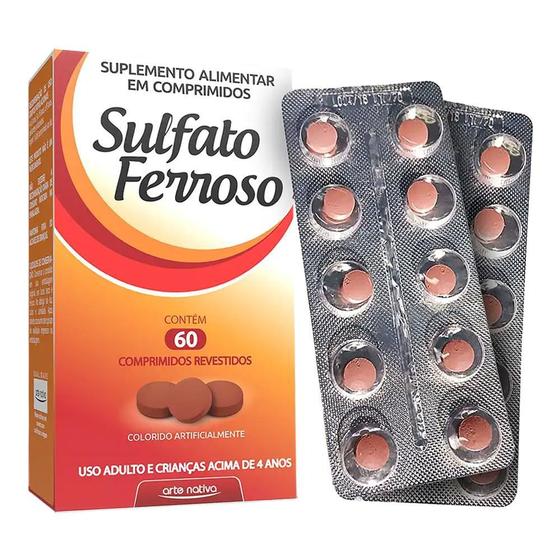 Sulfato ferroso com 60 comprimidos - ARTE NATIVA - Medicamentos ...