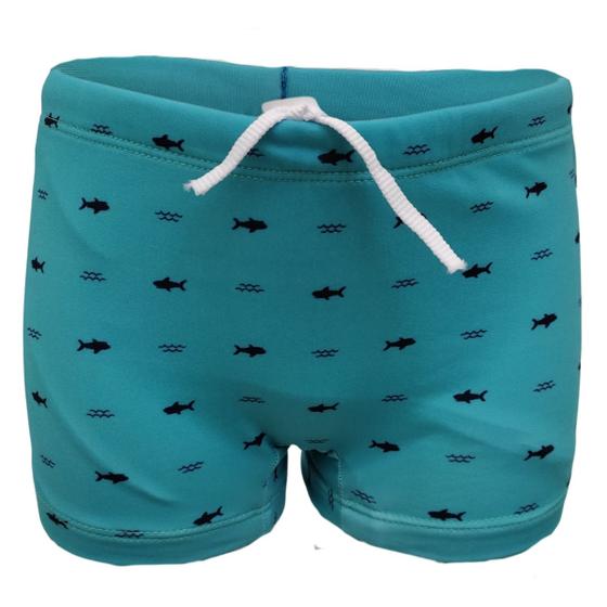 Sunga Boxer Infantil Kids Tubarão Tutuba Listrada Listras Azul Natação ...