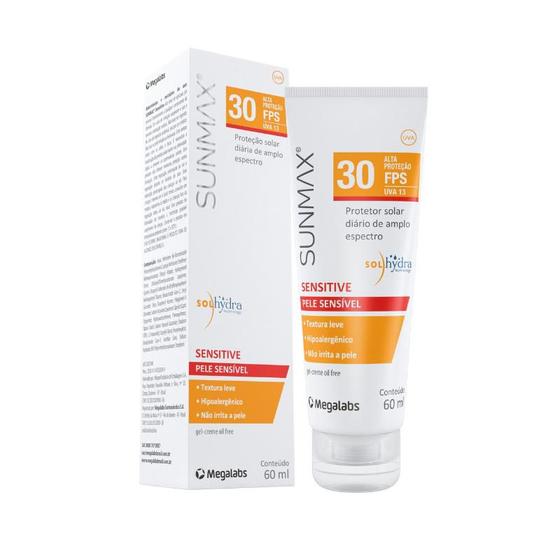 Sunmax Sensitive Protetor Solar Gel-Creme FPS30 Pele Sensível 60ml ...
