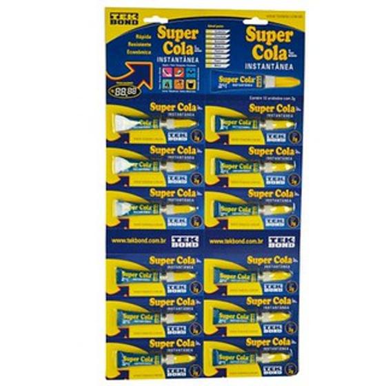 Super Cola Instantânea 2g Cada Cartela 12 Peças - 4014 - ATB - Cola de ...