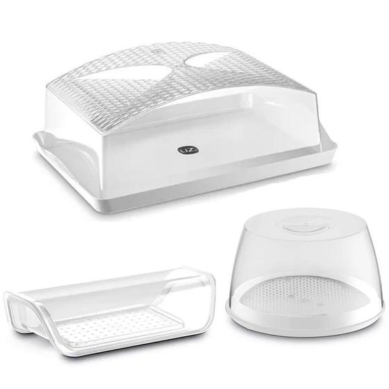 Super Kit Boleira Retangular + Manteigueira+ Queijeira Cores - UZ ...
