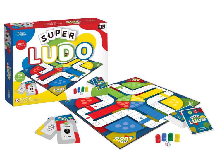 Super Ludo Clássico com 27 Cartas - 16 Pinos e1 Dado - Pais e Filhos ...