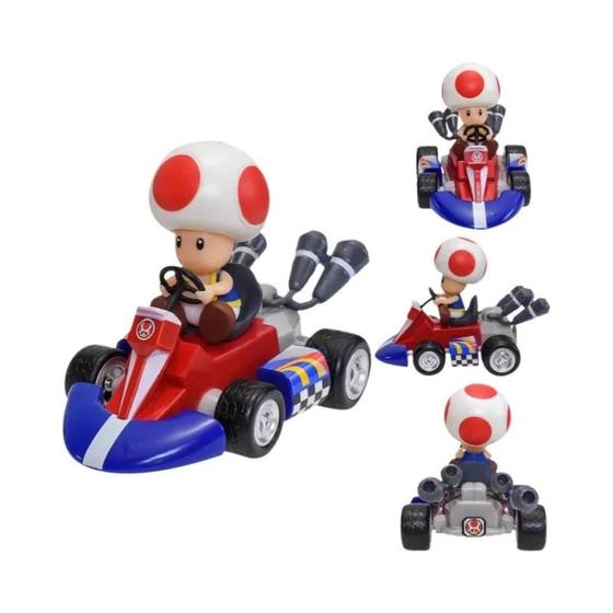 Super Mario Pull-Back Cars Action Figures Bowser Princess Peach Yoshi ...