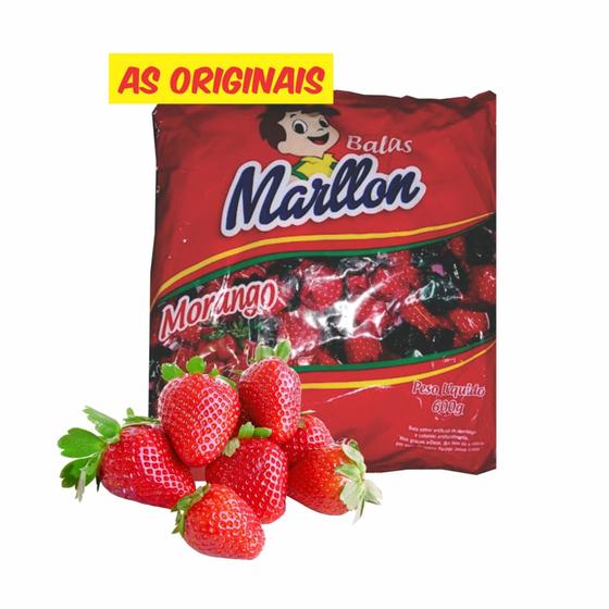 Super Pacote Com 600g De Bala De Morango Balas Marlon Original - Balas ...