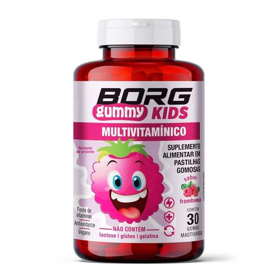Suplemento Alimentar Borg Gummy Kids Multivitamínico Sabor Framboesa 30 ...