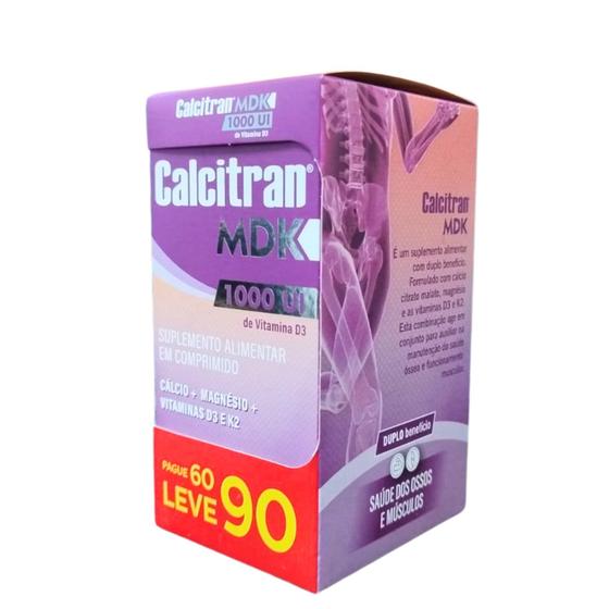 Suplemento Alimentar Calcitran MDK + Vitamina D3 1000UI - Leve 90 Pague ...