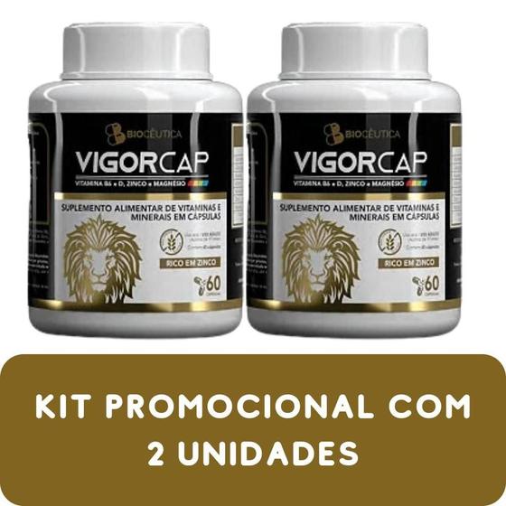Suplemento Alimentar de Vitaminas e Minerais Biocêutica Vigorcap Pote 60 Cápsulas Kit ...