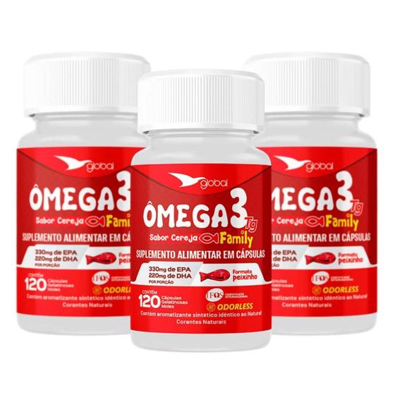 Suplemento Alimentar Kit 3 Ômega 3 Peixinho 33 Epa 22 Dha Family Global 120 Cap - Global ...