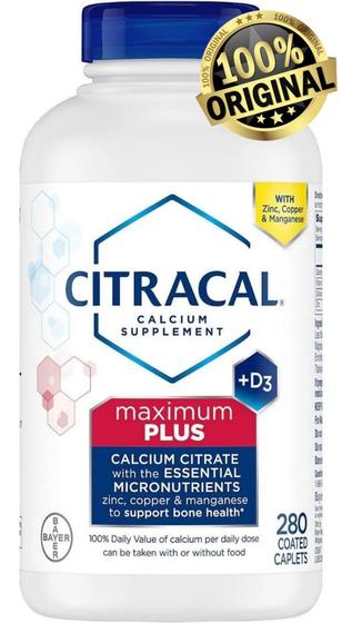 Suplemento De Cálcio Citracal + Vitamina D3 Maximum Plus 280 Caps ...