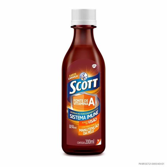 Suplemento de Vitaminas A e D Emulsão Scott Sabor Laranja 200ml ...