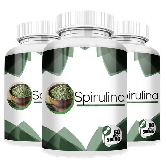 Suplemento em Capsula Combo 3x Spirulina Aumenta Imunidade 60 Cápsulas 500mg - Bionutri ...