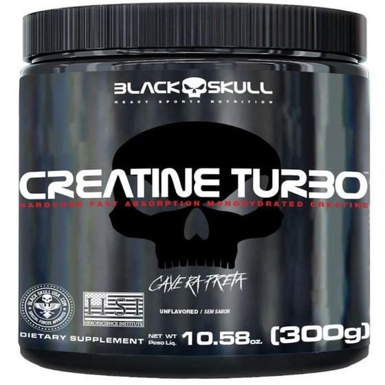 Suplemento Em Pó Creatine Turbo Creatina Pote 300g Black Skull