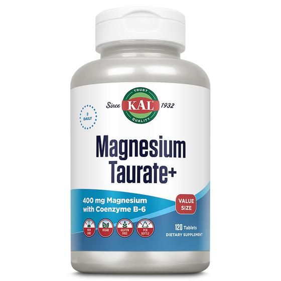 Suplemento KAL Taurato de Magnésio 400mg com Vitamina B6 - 120 ...