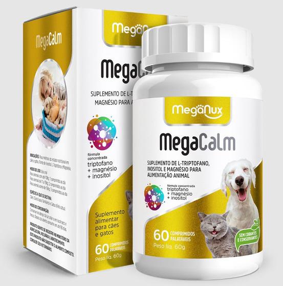 Suplemento MEGA-CALM 1000MG 60comp - Cães e Gatos - MegaNux - Vitaminas ...