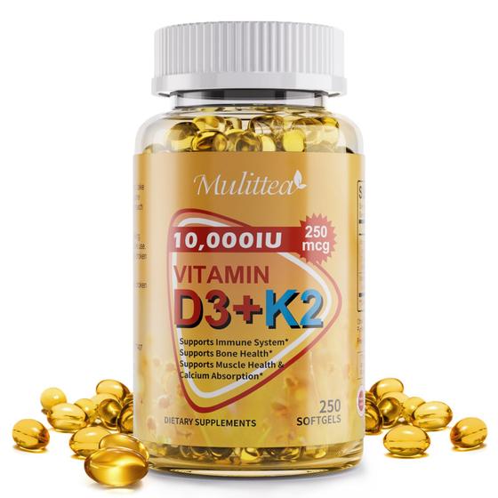 Suplemento Mulittea de vitamina D3 K2 à base de plantas 10000 UI ...