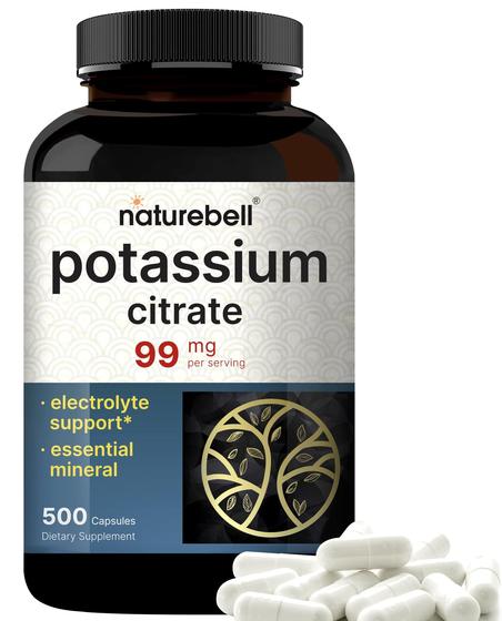 Suplemento NatureBell Citrato de potássio 99mg 500 cápsulas ...
