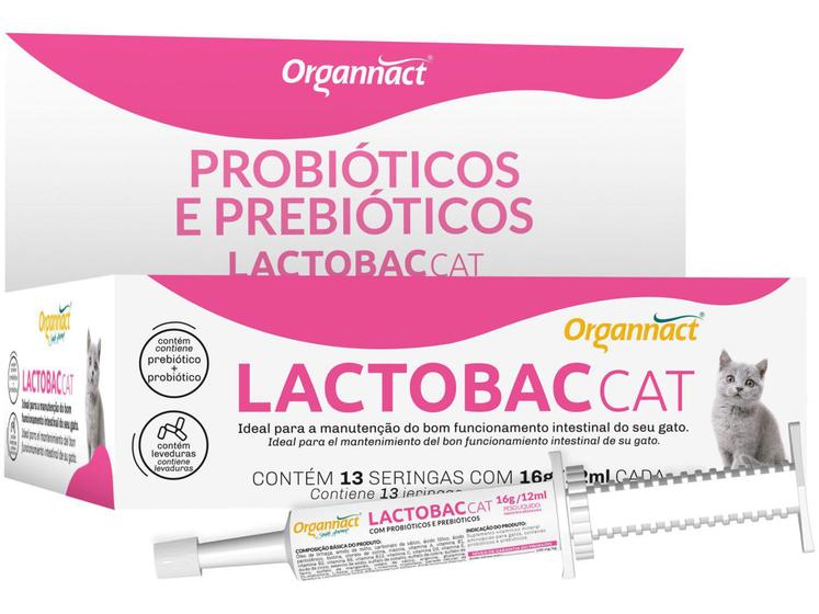 Suplemento Organnact Lactobac Cat - para Gato 12ml - Prebióticos e ...
