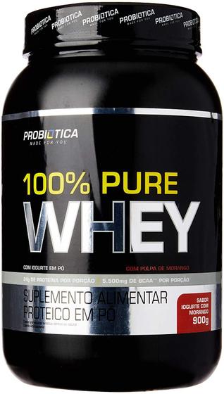 Suplemento Probiótica 100 Pure Whey Proteínas Sabores Pote 900g
