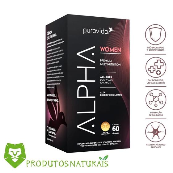 Suplemento Pura Vida Premium Alpha Women 60caps - Multivitamínico ...