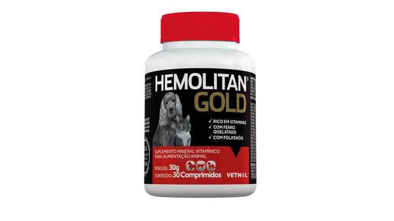Suplemento Vetnil Hemolitan Gold - 30 Comprimidos - Vitaminas e ...