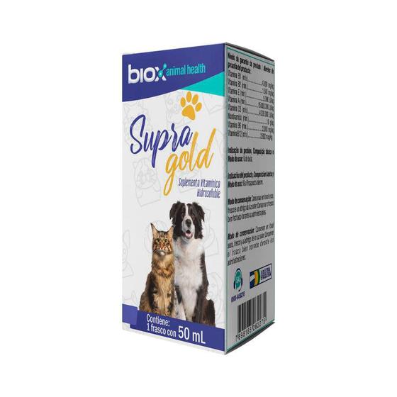 Suplemento Vitamínico Hidrossolúvel Biox Supragold para Cães e Gatos ...