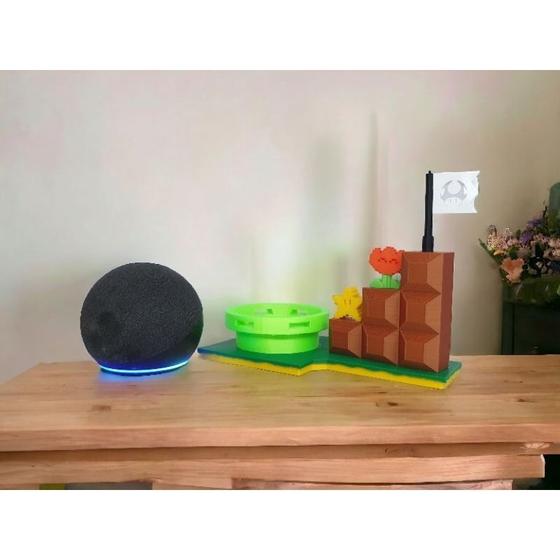 Suporte Alexa Echo Dot 4 ou Echo Dot 5 Cenário Super Mario - Presente ...
