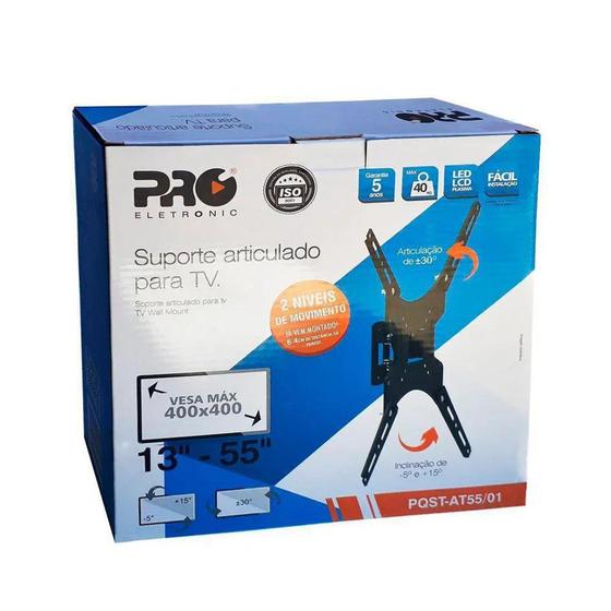 Suporte Articulado p/ TV Pro Eletronic PQST-AT55/01 2 Movimentos ...