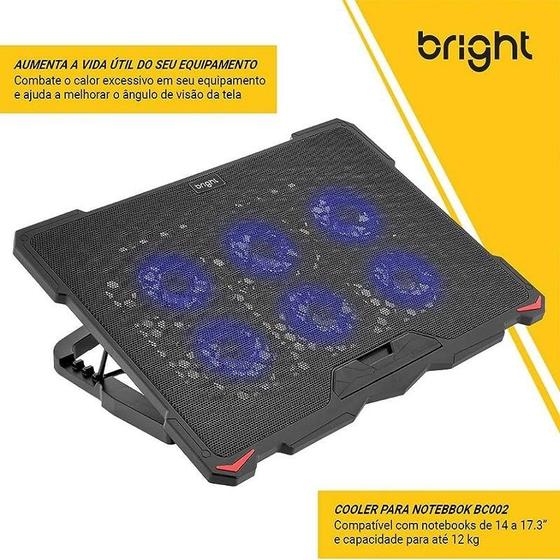 Suporte Bright P/ Notebook Com 6 Coolers Led E Hub Usb Bc002 - Suporte ...