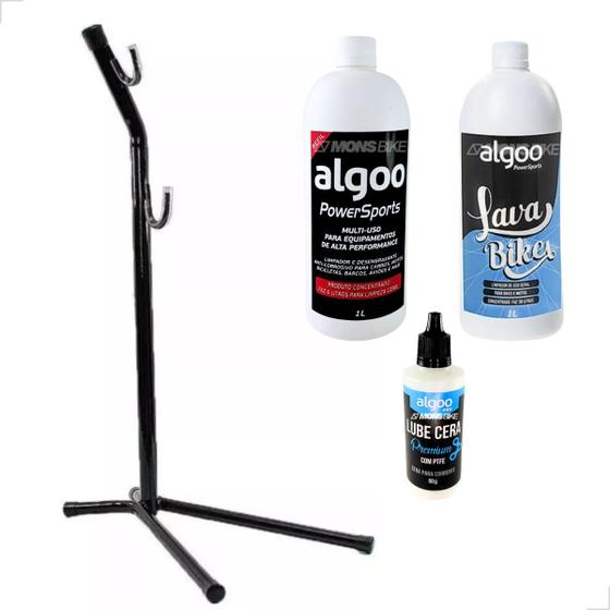 Suporte Cavalete Manutenção Bike + Kit Desengraxante + Shampoo + Óleo ...