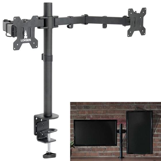 Suporte de Mesa Duplo Articulado para 2 TV Monitores 13 A 27 Polegadas ...