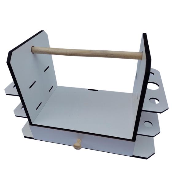 Suporte Novelo Lã Barbante com Porta Agulhas e Tesoura em Mdf Branco ...