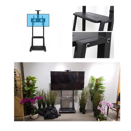 Suporte para tv pedestal com prateleira rodinhas estante de chao para ...