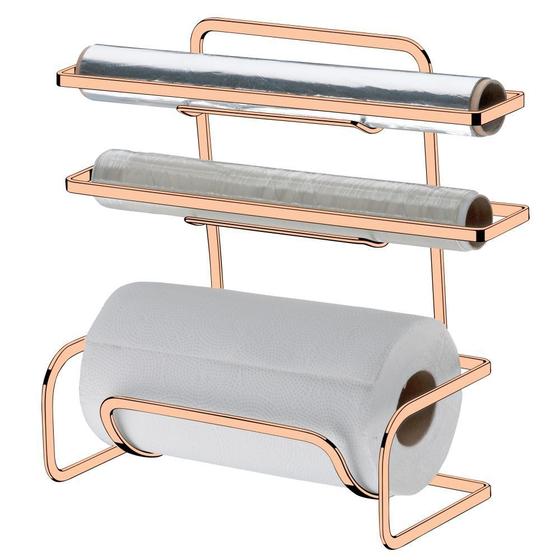 Suporte Porta Rolos Triplo De Bancada ou Parede Papel Toalha Alumínio ...