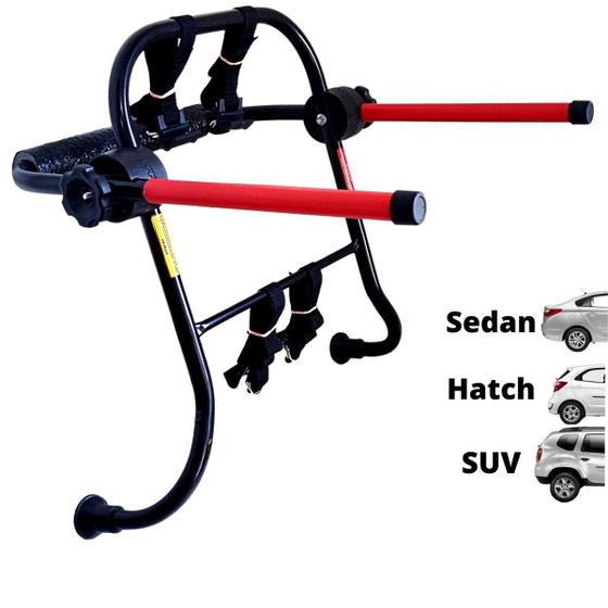 Suporte transbike universal p/ 2 bicicletas p/ carros hatch sedan e suv ...