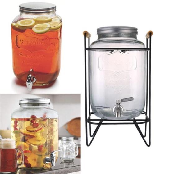 Suqueira grande com suporte 8 litros dispenser vidro 8000ml agua ...
