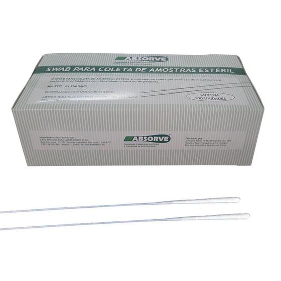 Swab p/Coleta de Amostras Estéril Haste Alumínio Estéril 100un ...